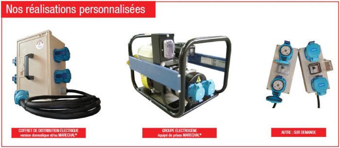 Matériel éclairage distribution électrique pour pompiers (prise MARECHAL)